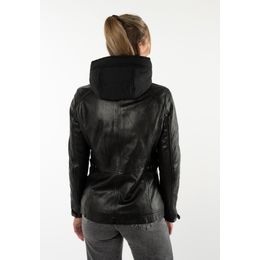 Mauritius Damen Lederjacke "MWIvara"schwarz, Gr. S, unifarben, Obermaterial: 100% Schafsleder. Futter: 100% Polyester. Kapuze: 100% Nylon.
