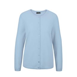GOLDNER Damen Strickjacke "Kurzgr&ouml;&szlig;e Eleganter Herbstcardigan mit Rundhals", blau, Gr. 19, Obermaterial: 100% Kaschmir WS., Strickjacken, Ohne