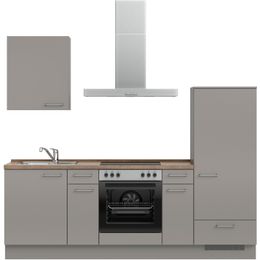K&uuml;chenzeile Nobilia, B:240,3cm H:216,6cm T:60cm, grau, Komplettk&uuml;chen-Sets, ""Laser I", NEU: individuell anpassbar mit gratis Profi-Beratung",