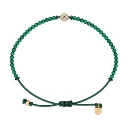 Fossil Damen Armband "Sutton - Kleeblatt", 21,6cm, Metall Polyestergelbgoldfarben, gr&uuml;n, kristallwei&szlig;, kristallwei&szlig;, Metall, Polyester, Armb&auml;nder,