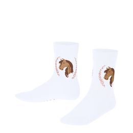 Falke Damen Socken "Horse", Gr. 39, wei&szlig;, Obermaterial: 82% Baumwolle CO. 15% Polyamid PA. 2% Elasthan EL. 1% metallisierte Fasern MTF., Socken
