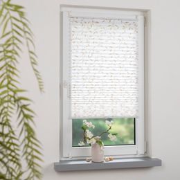 Plissee Liedeco, B:70cm H:130cm, beige, Wohnzimmer, Plissees, "Klemmfix-Plissee verspannt, Druck Bl&auml;tter", Bedrucktes Plissee mit Blattmotiv
