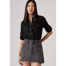 Levi's LEVI'S Damen Jeansbluse "ESSENTIAL WESTERN", schwarz, Basic, Gr. S, Denim/Jeans, Obermaterial: 67% Lyocell, 17% Modal, 16% Baumwolle, Blusen, mit