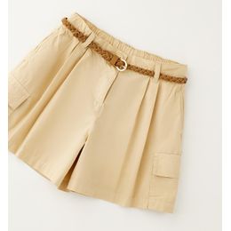 IDO M&auml;dchen Shorts "BABY GIRL SHORT", beige, Gr. 128, 100% Baumwolle - Polyurethan Metall, Hosen