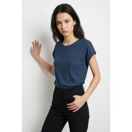 V&eacute;ro Moda VERO MODA Damen Kurzarmpullover "VMBRIANNA SS O-NECK PULLOVER BOO REP", blau, Gr. M, meliert, unifarben, Feinstrick, Obermaterial: 58% Viskose, 38%