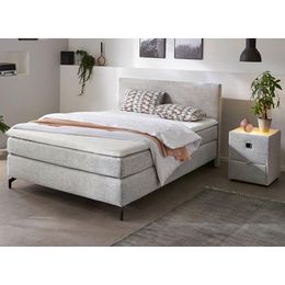 Jockenh&ouml;fer Boxspringbett, B:144cm L:211cm, grau, JOCKENH&Ouml;FER GRUPPE, Bezug Bett: Feinstruktur (100% Polyester);Topper und Matratzenspiegel: 100% Polyester,