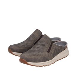 Rieker Herren Clog, Gr. 40, grau, Lederimitat, Schuhe, Sommerschuh, Hausschuh mit seitlichen Stretcheins&auml;tzen