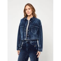 Gang Damen Jeansjacke "94LUNA CROPPED", blau, Gr. XL, unifarben, Stoff, 98% Baumwolle, 2% Elasthan, Jacken, mit Hemdkragen