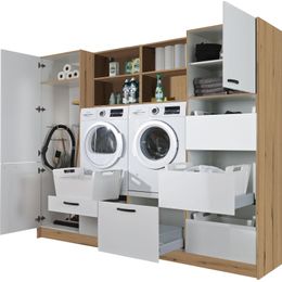 Express K&uuml;chen Schrank-Set EXPRESS K&Uuml;CHEN, B:240cm, braun, Holzwerkstoff, Kastenm&ouml;bel-Sets, "Arta", ohne Ger&auml;te, vormontiert, mit Soft-Close-Funktion, Stellbreite