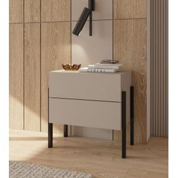 Nachtkommode OTTO HOME, B:59cm H:58,8cm T:40cm, beige, Sideboards, "Jukon, Breite 59 cm, moderne Kommode mit zwei Schubladen", Nako mit zwei