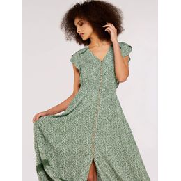Apricot Damen Druckkleid "Gemustertes Maxikleid", gr&uuml;n, Gr. 38, gemustert, gewebt, Obermaterial: 100% Viskose CV., Kleider, mit bestickter Bord&uuml;re