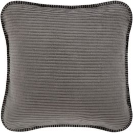 Dekokissen Biederlack, B:50cm L:50cm, grau, Baumwolle, Polyacryl, Polyester, Dekokissen_Sitzkissen_Kissenh&uuml;llen, "Feel Cord", mit sch&ouml;ner