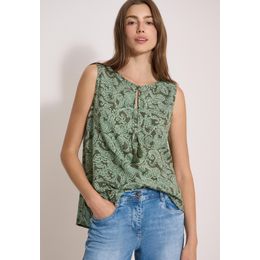 Cecil Damen Blusentop, gr&uuml;n, Gr. XXL, gemustert, Stoff, 100% Viskose, Blusen, mit allover Print
