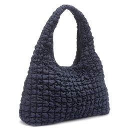 LSCN BY LASCANA Damen Shopper "Schultertasche, Handtasche, Einkaufstasche, Damentasche, Badetasche"dunkelblau, Stoff, Textil, unifarben, Taschen,