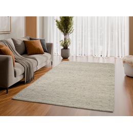 Wollteppich, B:140cm H:12mm L:200cmbeige, hellbeige, OCI DIE TEPPICHMARKE, Obermaterial: 70% Wolle, 25% Baumwolle, 5% Polyester, Wohnzimmer,