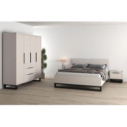 Schlafzimmer-Set Home Affaire, B:188cm H:93,5cm T:208,5cm, beige, Holzwerkstoff, Melamin, Metall, Schlafzimmerm&ouml;bel-Sets,