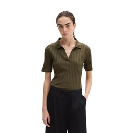 Marc O'Polo MARC O'POLO Damen Poloshirt, gr&uuml;n, Gr. S, Strick, Obermaterial: 50% Baumwolle, 50% Modal, Shirts, Pointelle slim mit TENCEL Modal