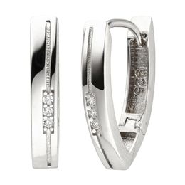 Jobo Damen Paar Creolen, Silber 925 (Sterlingsilber), silber, Silber 925 (Sterlingsilber), Ohrringe, oval 925 Silber mit 6 Zirkonia