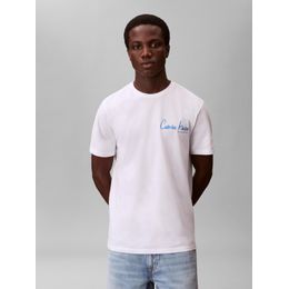 Herren T-Shirt "JEANS GRAPHICS", wei&szlig;, Gr. XL, Calvin Klein Jeans, unifarben, Web, Obermaterial: 100% Baumwolle, Shirts, Regular fit mit Markenprint