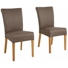 4-Fu&szlig;stuhl Home Affaire, B:47cm H:93cm T:64cm, braun, Massivholz, St&uuml;hle, "Queen Polsterstuhl", verschiedene Bez&uuml;ge, Gestell Massivholz