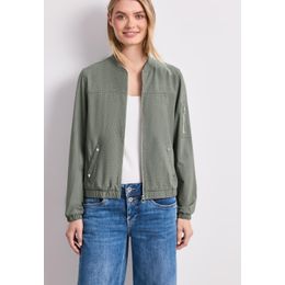 Street One Damen Blouson, gr&uuml;n, Gr. 34, unifarben, Stoff, 69% Polyester, 28% Viskose, 3% Elasthan, Jacken, mit Rundhalsausschnitt