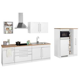 K&uuml;chenzeile KOCHSTATION, B:350cm H:200cm T:60cm, wei&szlig;, Komplettk&uuml;chen-Sets, "KS-Samos", Breite 350 cm, wahlweise mit E-Ger&auml;ten und Induktionskochfeld