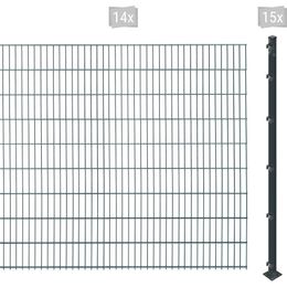 Arvotec Doppelstabmattenzaun "ESSENTIAL 183 zum Aufschrauben", H/L: 183cm x 28m, Pfosten: 15 Stk., grau, Zaunelemente, Zaunh&ouml;he 183 cm, Zaunl&auml;nge 2 -