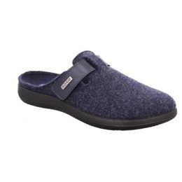 Rohde Damen Pantoffel "Bari", Gr. 38, blau, Filz, Schuhe, Hausschuh, Clog mit Klettverschluss-Riemchen