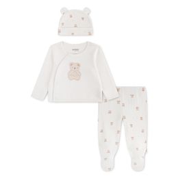 M&auml;dchen Shirt, Hose, Jacke & M&uuml;tze "HUGN FOOTED PANT SET + ATTACHM", wei&szlig;, Gr. 2, HUGGIES BABYWEAR, bedruckt, Jersey, Obermaterial: 100% Baumwolle.