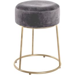 Hocker HAKU, B:30cm H:46cm T:30cm, gold, Bezug 100% Polyester, Flur, Hocker, "Pouf, Schemel, Stockerl", rund - aus Textil Anthrazit - &Oslash;/H 30/46 cm