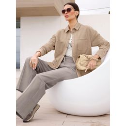 Heine Damen Langarmbluse, beige, Gr. 36, unifarben, 95% Polyester, 5% Elasthan, Blusen
