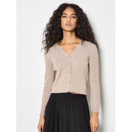 Apricot Damen Cardigan "Gerippte Strickjacke mit Wellenkante", beige, Gr. 38, uni, Strick, Obermaterial: 60% Polyester PES. 35% Viskose CV. 5%