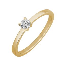 LYOMI Damen Fingerring "585/- Gelbgold 1 synth. Diam. 0,20 ct.", 052 (16,6), 0,2 VS = sehr kleine Einschl&uuml;sse, Gold, gold, Gold, Fingerringe