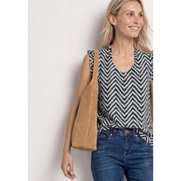 Street One Damen Blusentoptiefblau, Gr. 42, gemustert, Web, Obermaterial: 88% Viskose, 12% Polyamid, Blusen, Sommerbluse mit Zick-Zack-Muster