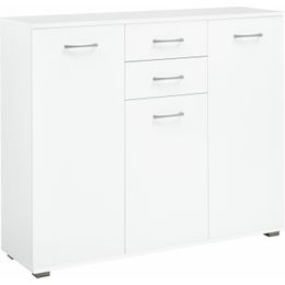 Kombikommode Priess, B:123cm H:103cm T:38cm, wei&szlig;, Holzwerkstoff, Schlafzimmer, Sideboards, "Barcelona mit 4 Schubk&auml;sten und T&uuml;r in 6 Farben"