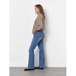 Toni Damen Bootcut-Jeans "Perfect Shape Wide Flared"blau bleached used, Gr. 42, unifarben, Denim/Jeans, Obermaterial: 93% Baumwolle, 5%