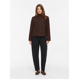 Vila Damen Kurzjacke "VICLAUDIA L/S HIGH NECK SHORT JKT- NOOS"coffee bean, Gr. 38, unifarben, Web, Obermaterial: 100% Polyester, Jacken, Kunstfaser
