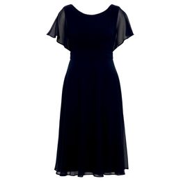Vera Mont Damen Cocktailkleid "Damen kurzarm", blau, Gr. 40, Chiffon, Obermaterial: 100% Polyester. Futter: 100% Polyester, Kleider, Raffung