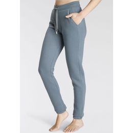 Vivance Damen Jogginghose, Gr. 36, blau, angeraute Sweatware, Obermaterial: 50% Polyester, 30% Viskose, 20% Baumwolle, unifarben, Basic, Hosen, innen