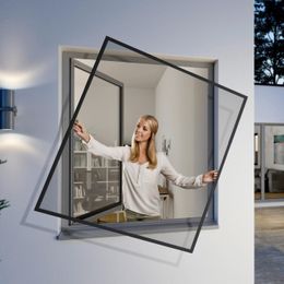 Windhager Insektenschutz-Fensterrahmen "Flexi Fit, Fliegengitter teleskopierbar f&uuml;r Fenster, ohne bohren", B/H: 130cm x 150cm, grau,