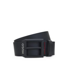 Hugo Herren Lederg&uuml;rtel "Gelio-B_Sz40", schwarz, Gr. 100, unifarben, Leder, G&uuml;rtel, Hugo Markenlabel, rote Ziehnaht