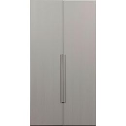 Garderobenschrank Woood, B:110cm H:210cm T:58cm, grau, Holzwerkstoff, Flur, Schr&auml;nke, "Rens Nussbaumdekor lackiert mit Rollf&uuml;hrung und sichtbare