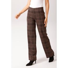 Aniston CASUAL Damen Schlupfhoseschwarz, beige, rot, Gr. 42, kariert, Jersey, Obermaterial: 65% Polyester, 30% Viskose, 5% Elasthan, Hosen, im