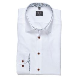 MARVELIS Herren Langarmhemd, wei&szlig;, Gr. 44, Web, Obermaterial: 100% Baumwolle, Hemden, Businesshemd, New York Kentkragen, b&uuml;gelleicht