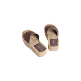 Calvin Klein Damen Pantolette "FLATF ESPA MULE NUB MG", Gr. 39pfeffer, braun, Nubukleder, Schuhe, Sommerschuh, Strandschuh, Schlupfschuh mit Plateau