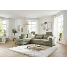 Ecksofa DIE PLANBAR, B:289cm T:197cm, gr&uuml;n, 100% Polyester, Wohnzimmer, Sofas, "MP-IN24153, L-Form, Breite 289 cm", wahlweise mit Schlaffunktion und