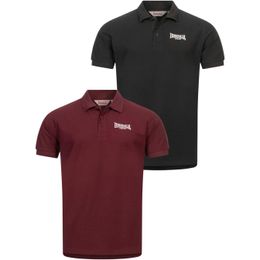 Lonsdale Herren Poloshirt "LINGHOLME", schwarz, Gr. M, bestickt, Jersey, Obermaterial: 100% Baumwolle, Shirts, 2er-Pack, mit Polokragen, aus