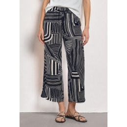 Street One Damen Culotte "Style Emee"schwarzest blau (l&auml;nge 26), Gr. 34, gemustert, Web, Obermaterial: 100% Viskose, Hosen, 7/8 High Waist Culotte -