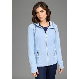 Kangaroos Damen Fleecejacke, blau, Gr. 32, kontrastfarbene Details, unifarben mit Farbeinsatz, Fleece, Obermaterial: 100% Polyester, Jacken,