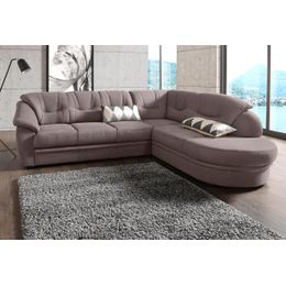 Sit & More Ecksofa SIT & MORE, B:267cm H:90cm T:206cm, grau, NaturLEDER (echtes Rindsleder) in Sitz und R&uuml;cken. Korpus in passendem Kunstleder SOFTLUX